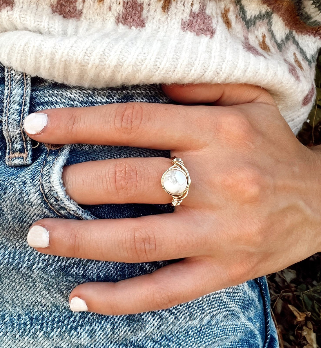 Howlite Ring – Marie Rings
